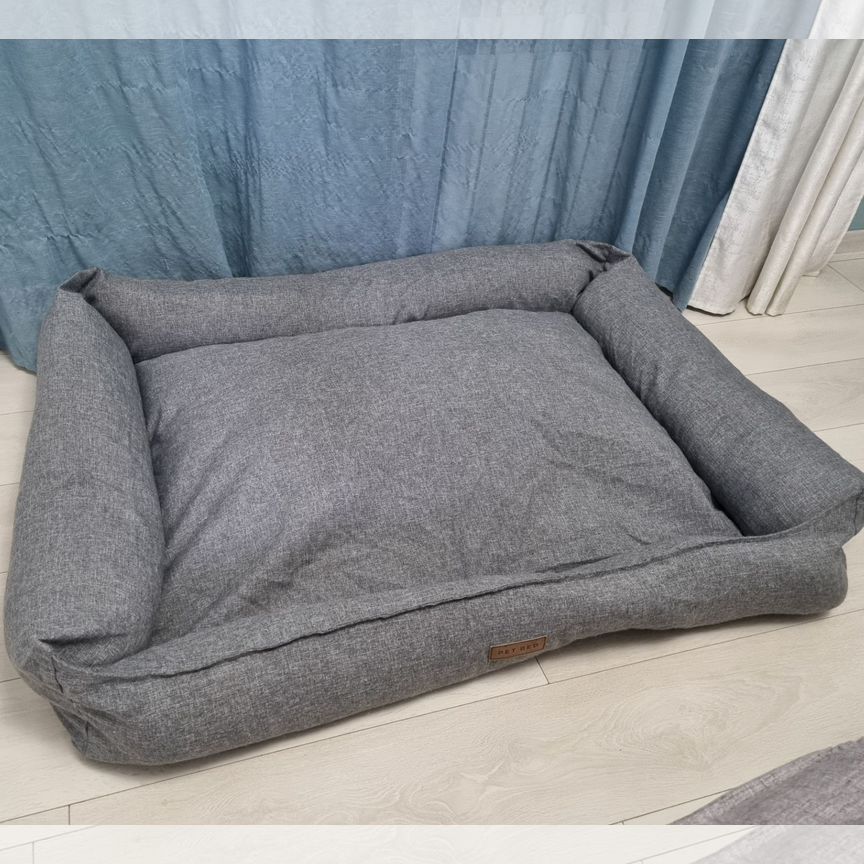 Лежанка для собак Pet Bed 90 * 130 серая рогожка
