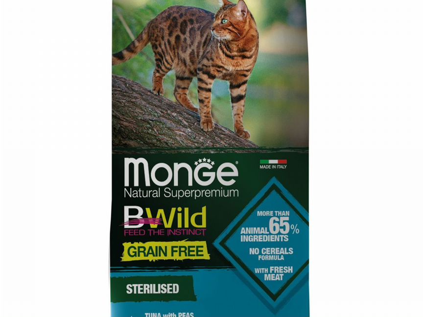 Monge Cat BWild grain free, с тунцом и горохом 1,5