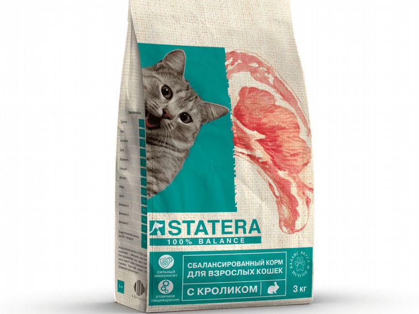 Statera сухой корм для взрослых кошек с кроликом