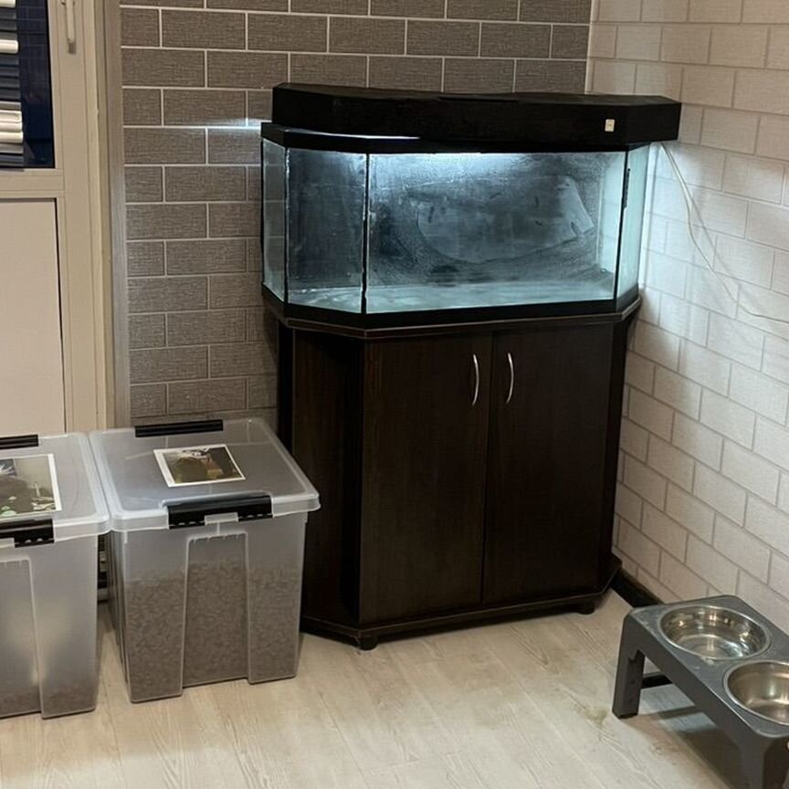 Аквариум с рыбками и тумбой