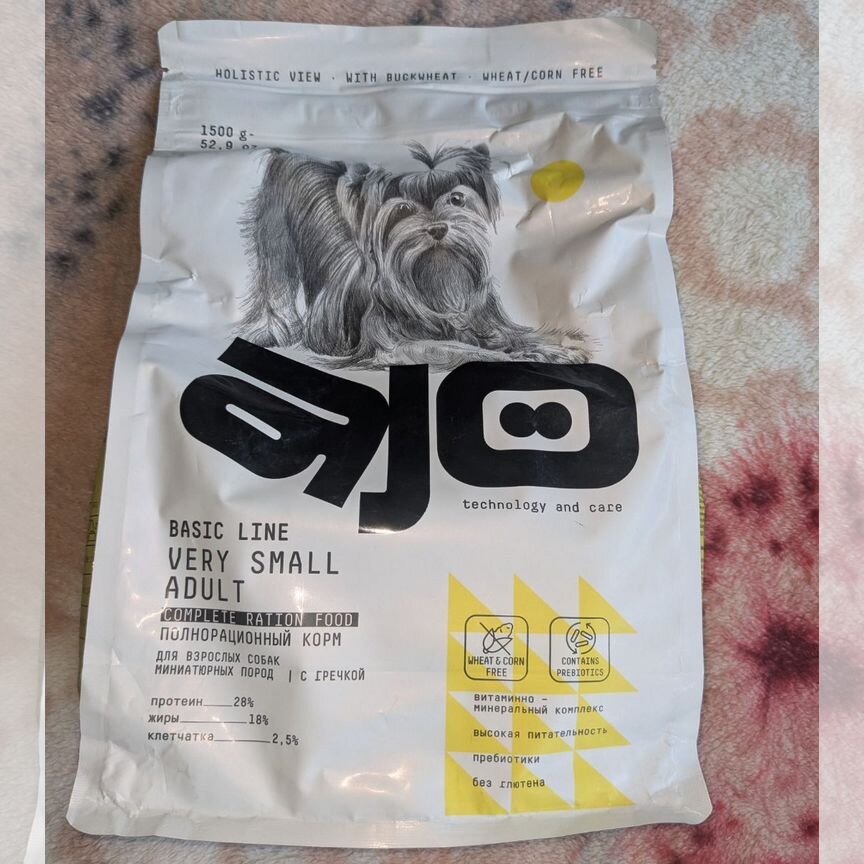 Корм для собак ajo 1,5 кг для взрослых собак мини