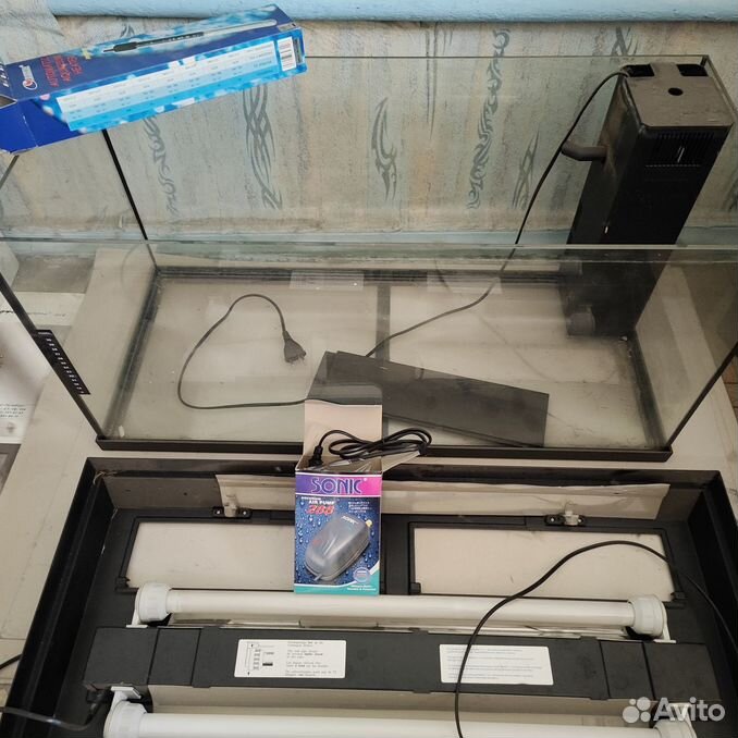 Аквариум с подсветкой термометром помпой 96л