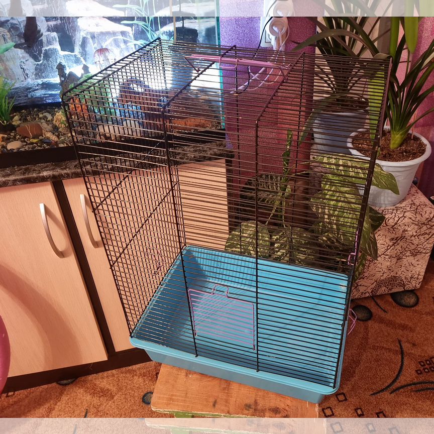 Клетка 4х-этажная для грызунов, 40*30*58 см   сено