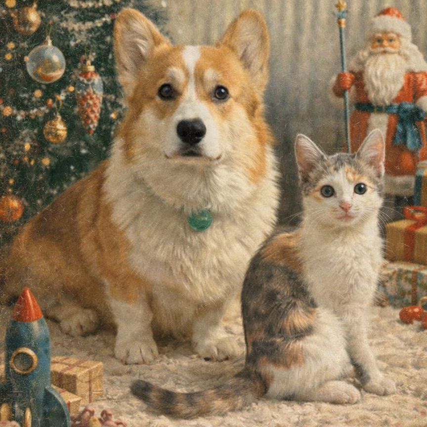 Корги Тэдди,кошка Ева и кошка Варя онлайн