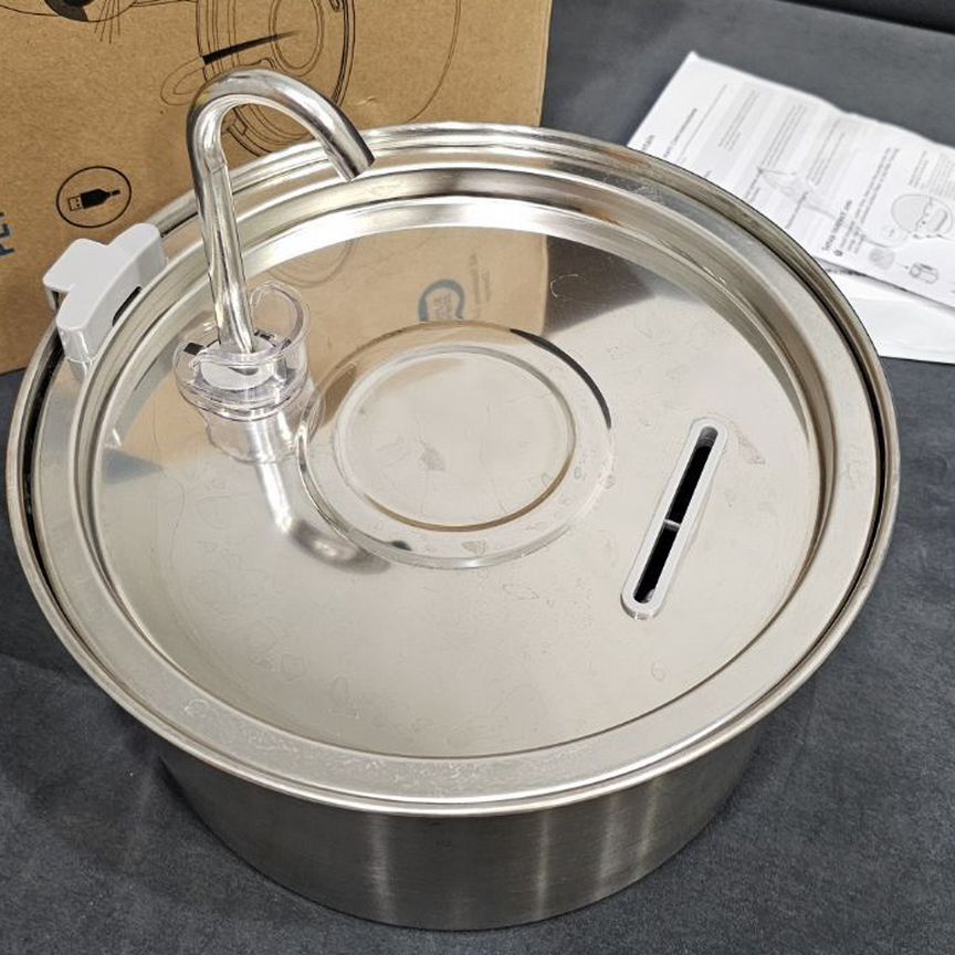 Фонтан поилка для кошек из нержавейки