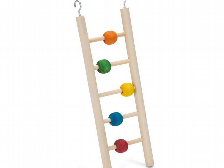 Лестн. Triol для птиц дерев. с Шариками 5 ступенек