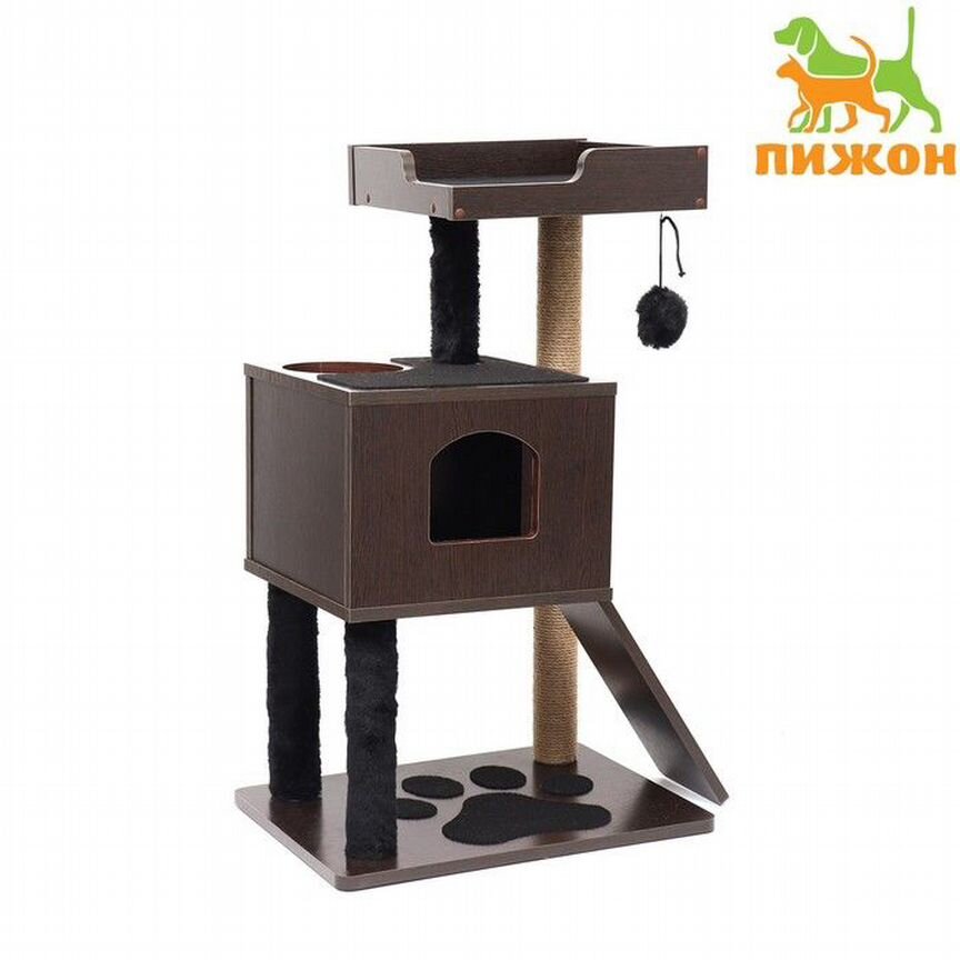 Комплекс для кошек с когтеточкой, с домиком, 58 х