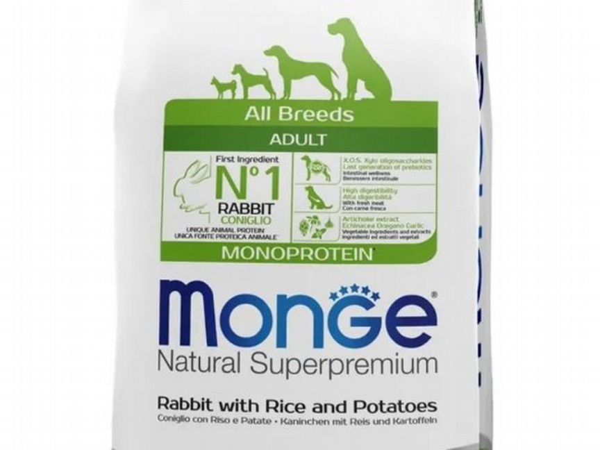 Сухой корм для собак Monge с кроликом и рисом