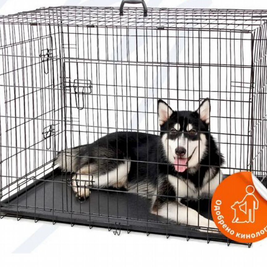 Вольер для собак в квартиру с ящиком. Клетка