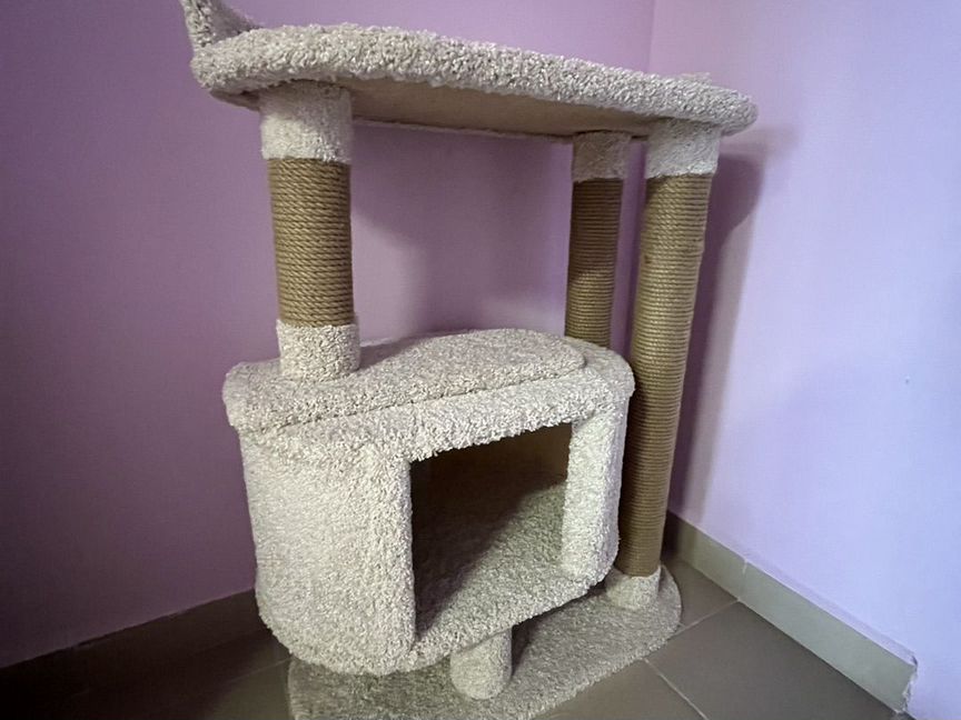 Когтеточка с домиком и лежанкой