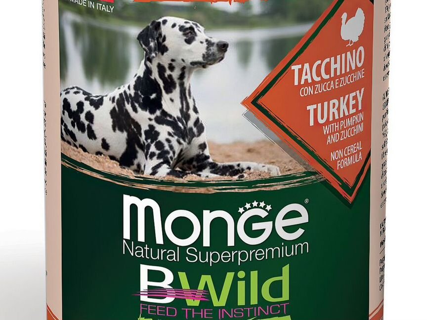 Monge Dog BWild grain free, из индейки с тыквой и