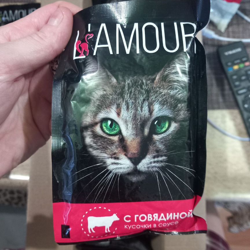 Еда для кошек, кусочки в соусе говядина