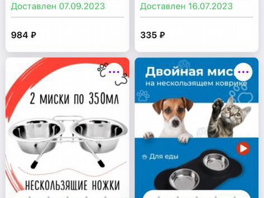 Миска для животного (двойная) на коврике