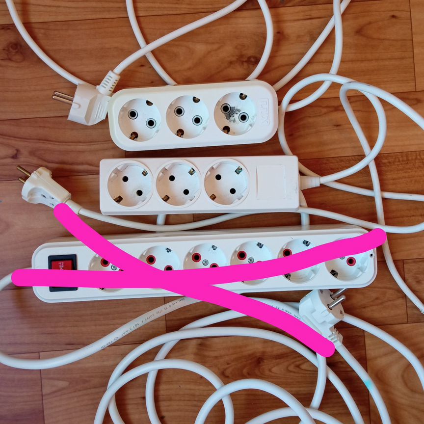 Удлинители 3м(3розетки) 1,5м(3розет) электрические