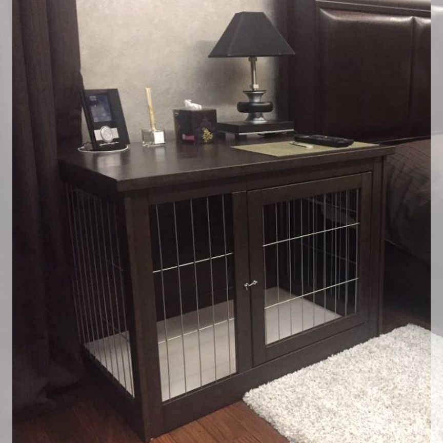 Деревянная интерьерная клетка для собаки
