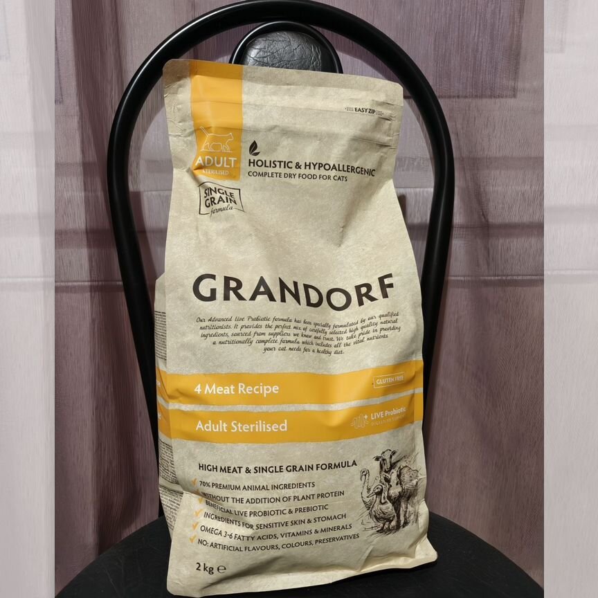Корм для кошек grandorf 2 кг 4 мяса