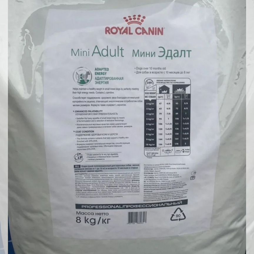 Корм для собак royal canin mini adult 8 кг