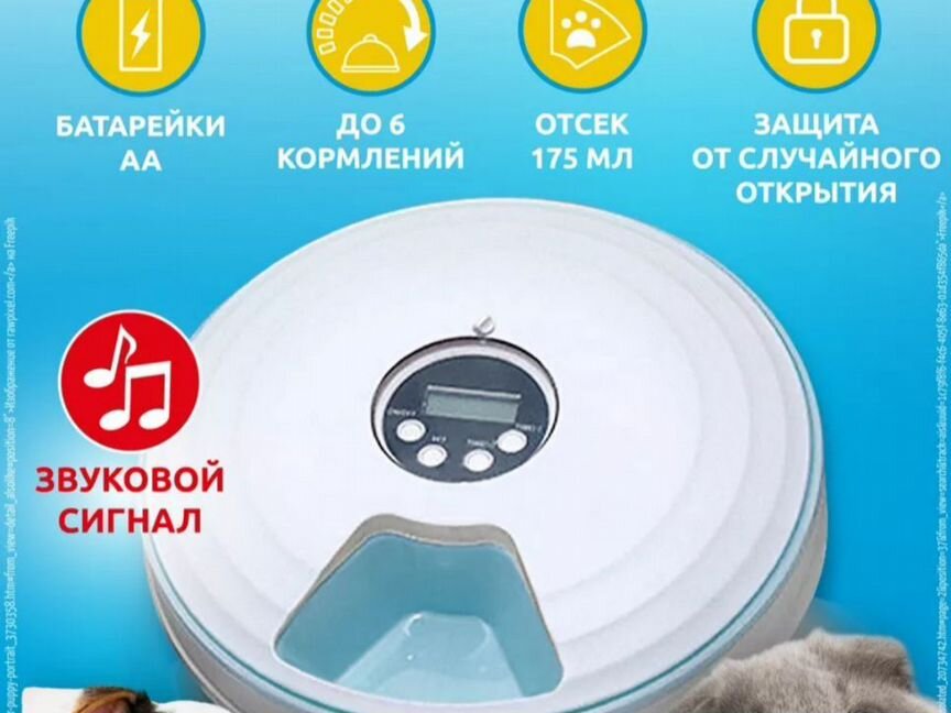 Авто кормушка для кошек и собак с таймером