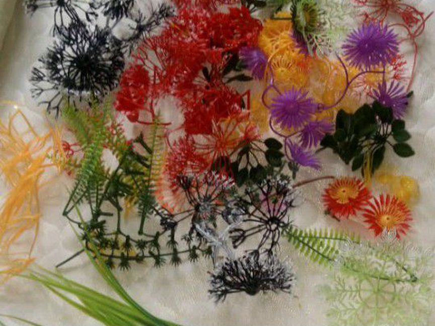 Декор в аквариум, искус.цветки/ трава и пр