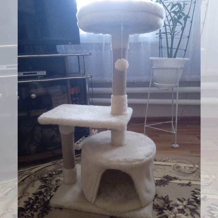 Когтеточка с домиком и лежанкой бу