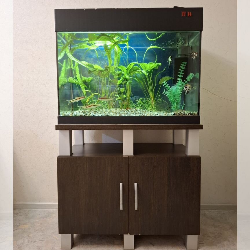 Аквариум с рыбками и тумбой 150 л