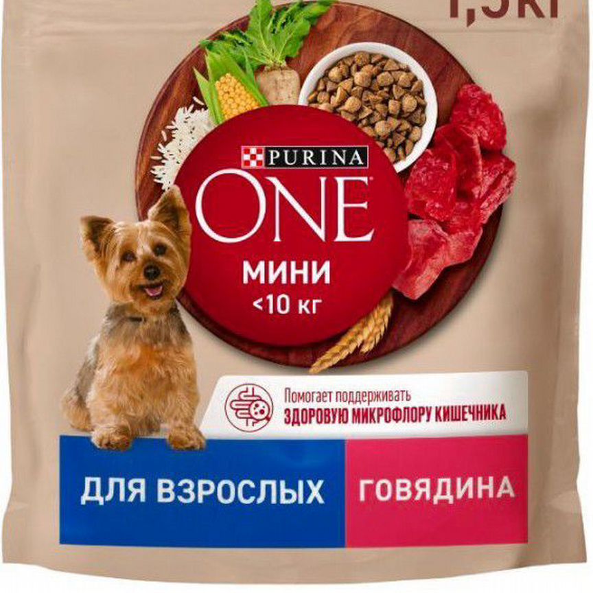 Сухой корм Purina ONE с говядиной 1,5 кг