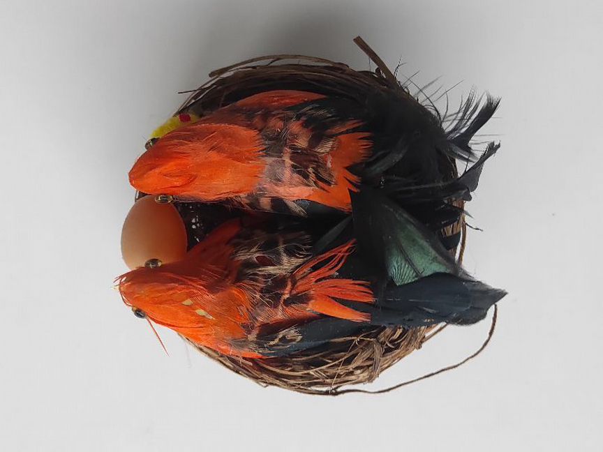 Гнездо с курицей, петухом и цыплятами