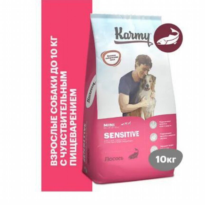 Корм сухой Karmy Sensitive Лосось, 10кг