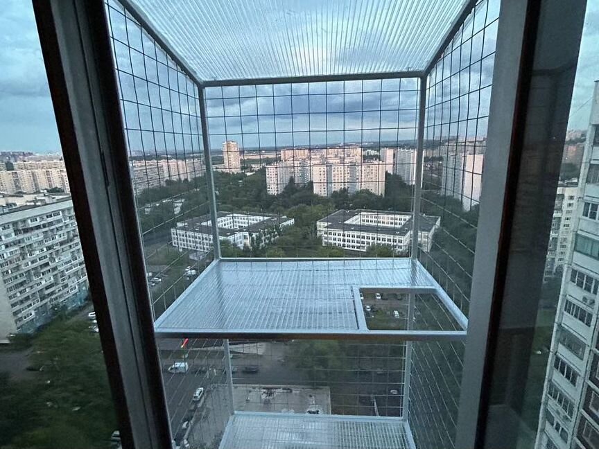Балкон для кошки, кошачий выгул на окно, клетка
