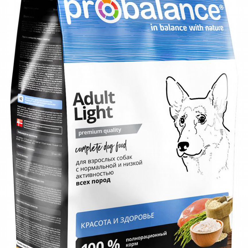 Сухой корм для собак Probalance Adult Light, с Инд