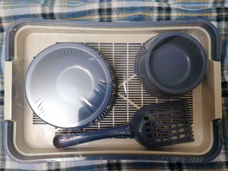 Набор для кошек: туалет+совок+2 миски