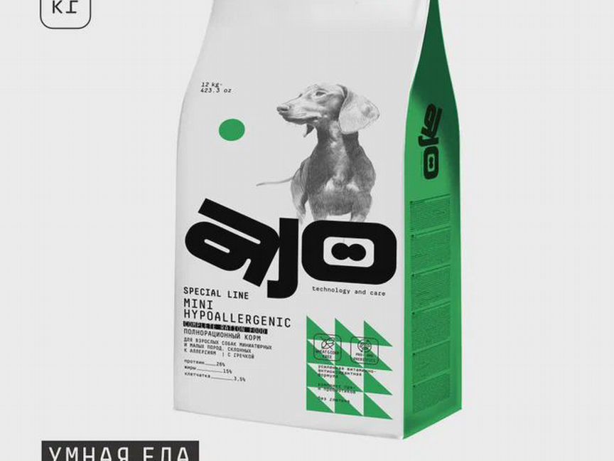 Корм для собак AJO Mini Hypo Индейка/Свинина 12 кг