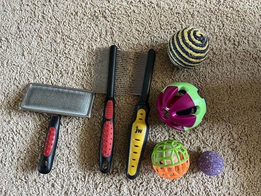 Расчески и игрушки для кота