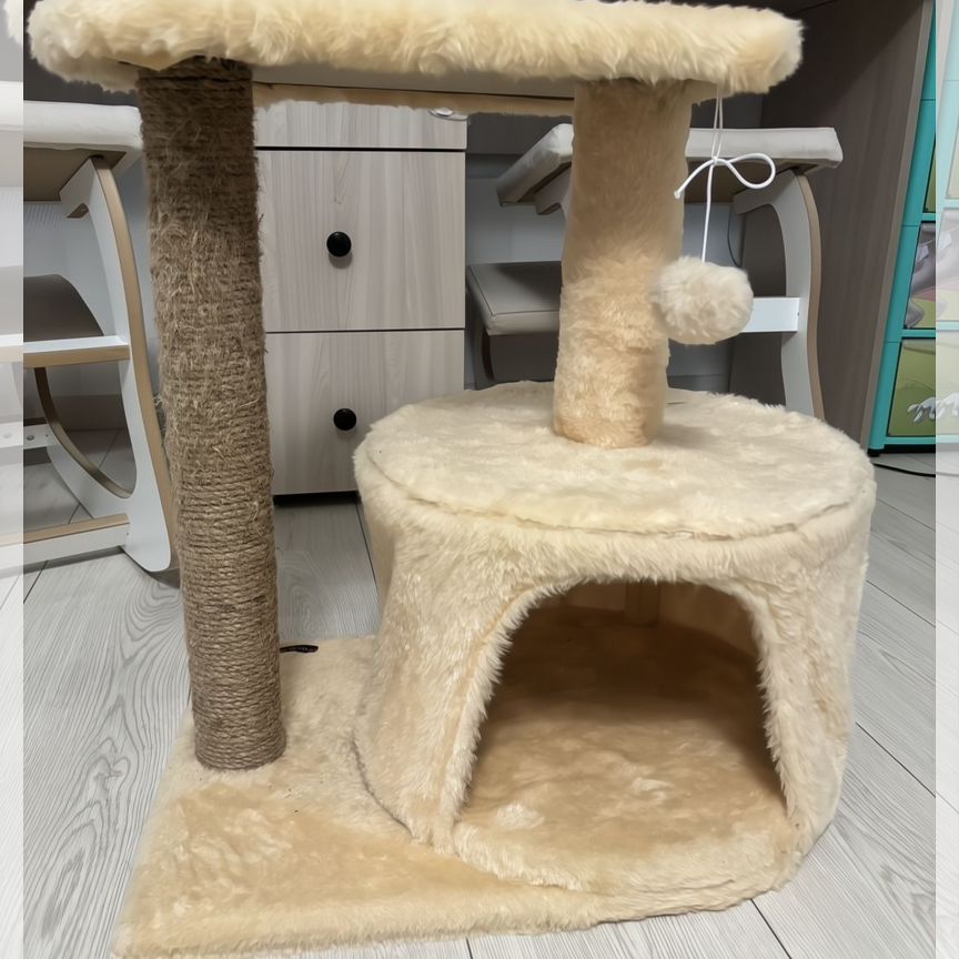 Когтеточка с домиком и лежанкой