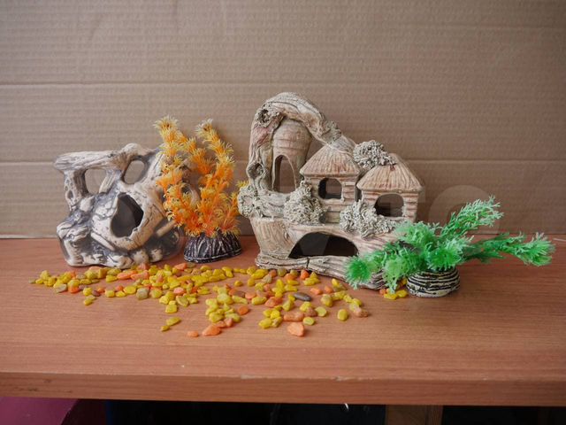 Замок гравий растения кувшин камни для аквариума