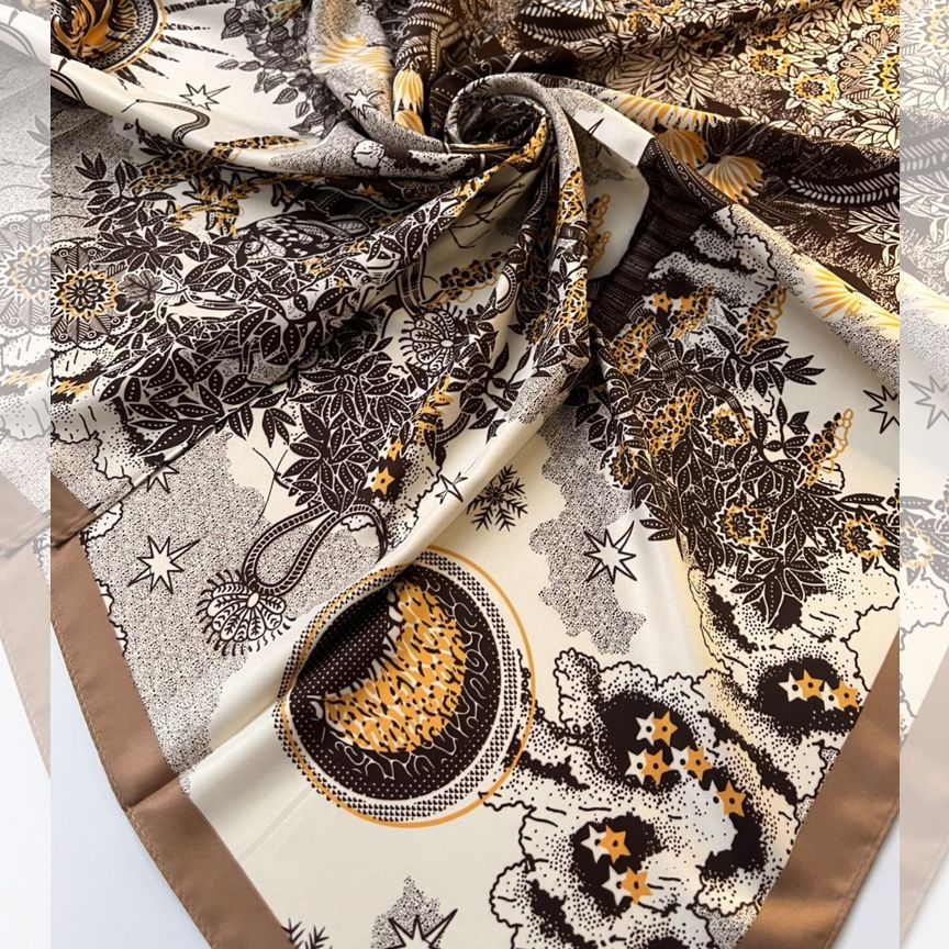 Стильный Шелковый Платок бежевый