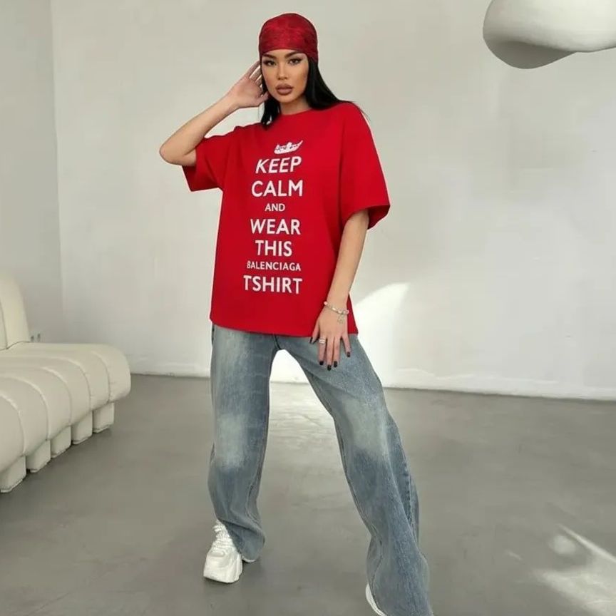 Футболка логотип красная, хлопок